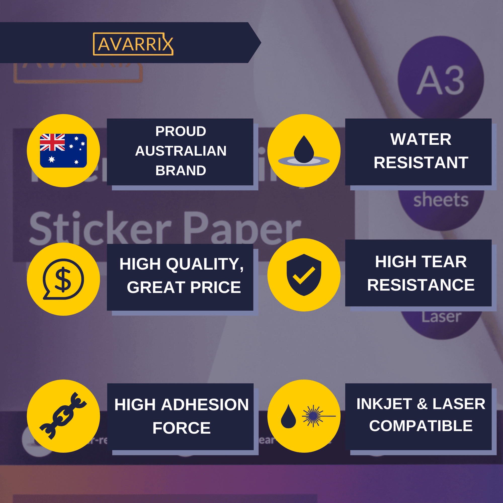 Printable Vinyl Sticker A3 Paper | Vinyl A3 Paper | Avarrix Pty Ltd